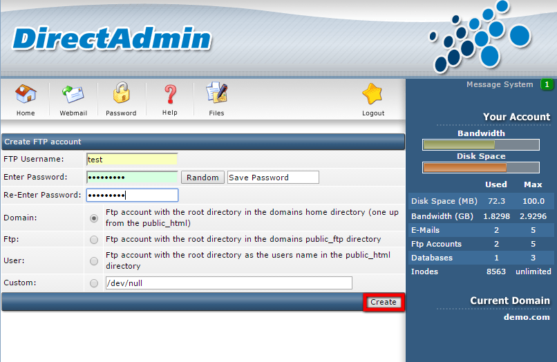 FTP Management In DirectAdmin - WebHostingPeople Knowledge Base